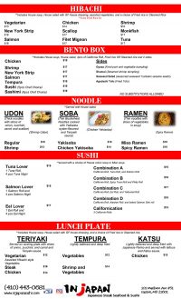 Menu – InJapan Japanese Steak Seafood & Sushi